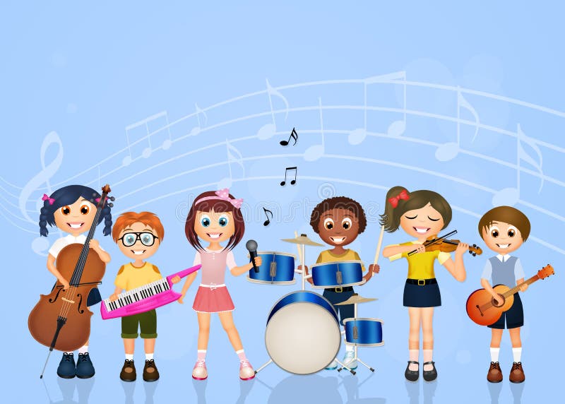Children playing music stock illustration. Illustration of group - 71878993