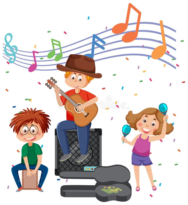Children Playing Musical Instrument Stock Vector - Illustration of play ...