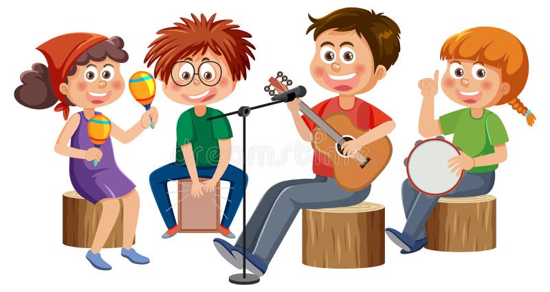 Children Playing Musical Instrument Stock Vector - Illustration of ...