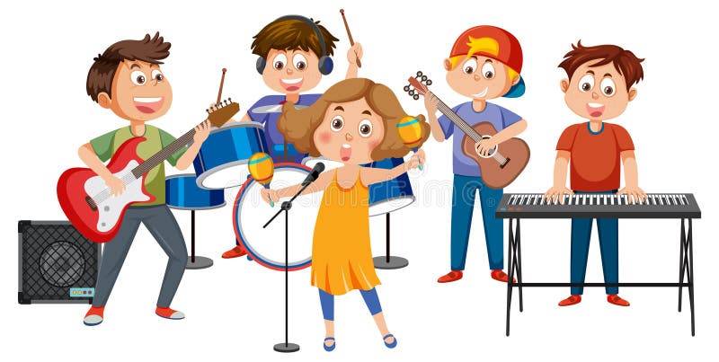 Children Playing Musical Instrument Stock Vector - Illustration of ...