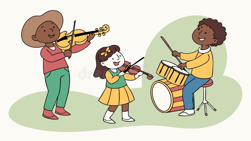 Children Playing Musical Instruments. Harmony. Creativity. Fun, Vector ...