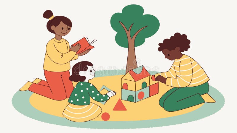 Children Playing Outdoors, Childhood, Learning Shared Fun, Vector ...