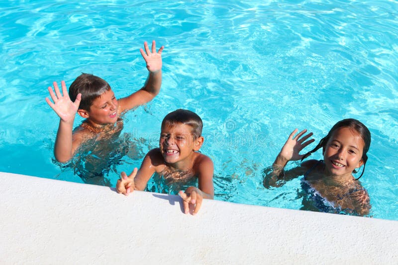 Children Playing in the Pool Stock Photo - Image of family, exercise ...