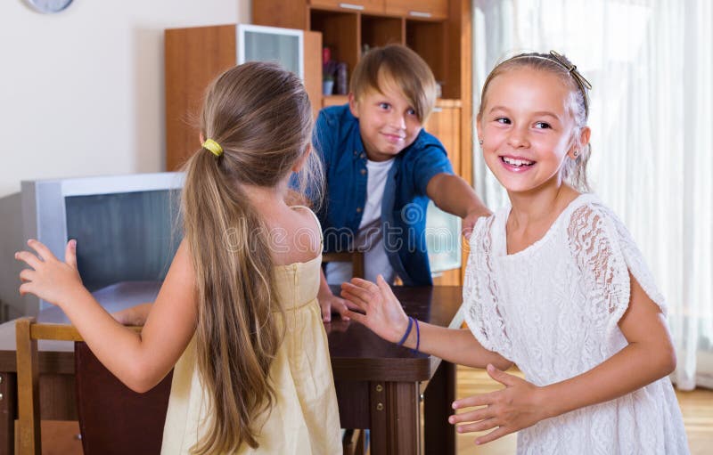 Children playing romp game stock image. Image of flat - 71053611