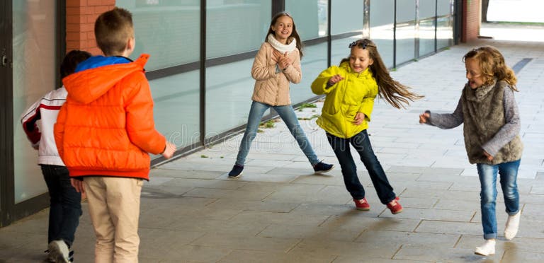 Children Playing Romp Game Touch-last Stock Photo - Image of kids, game ...