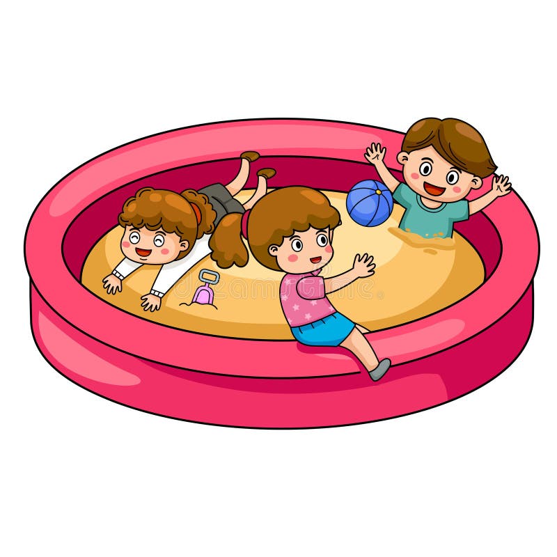 Children Playing in Sandbox Stock Vector - Illustration of relax, spade ...