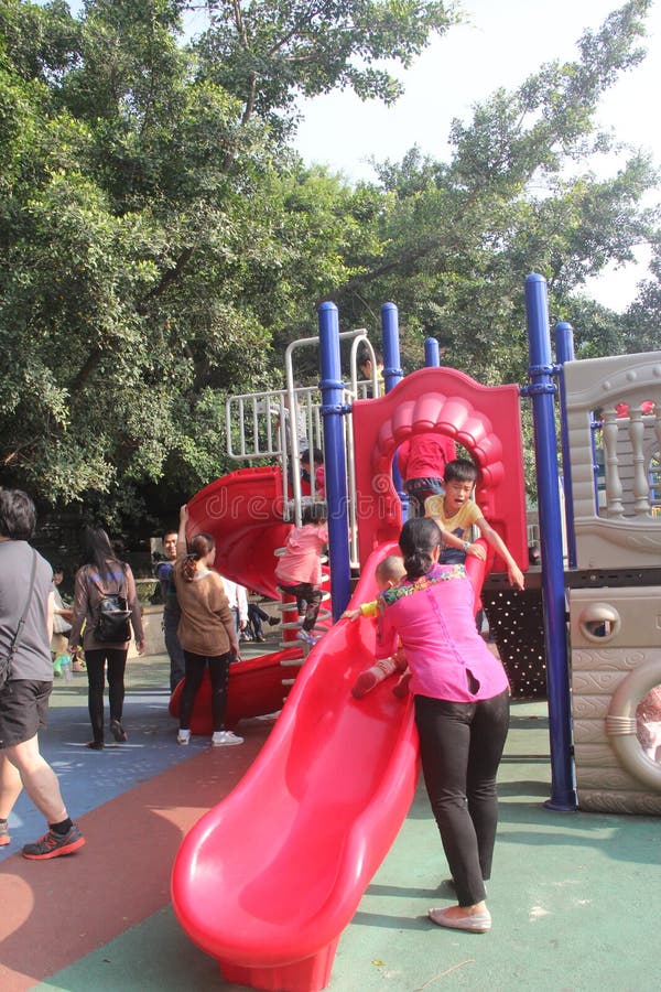 The Children Playing on the Slide Editorial Stock Image - Image of ...