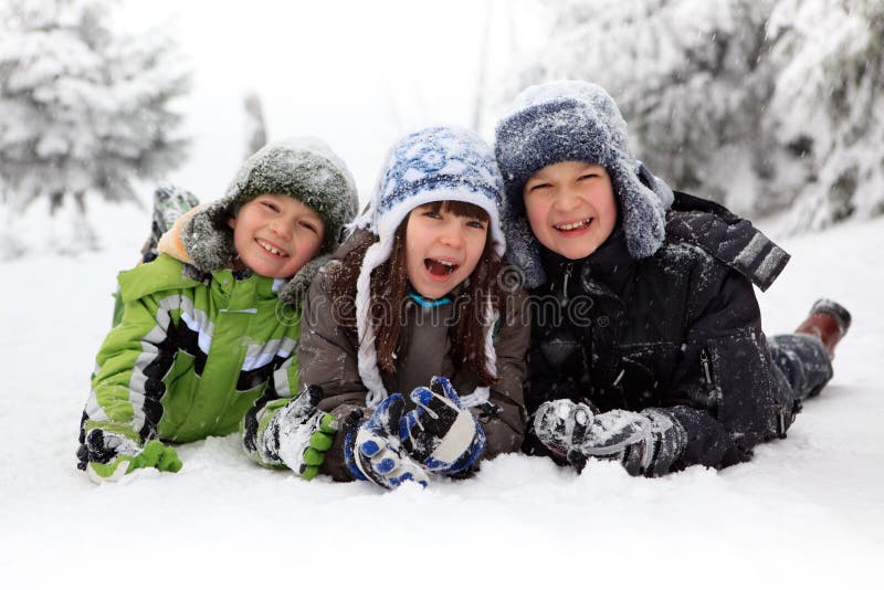 Children in Snow stock photo. Image of carefree, adorable - 1827528