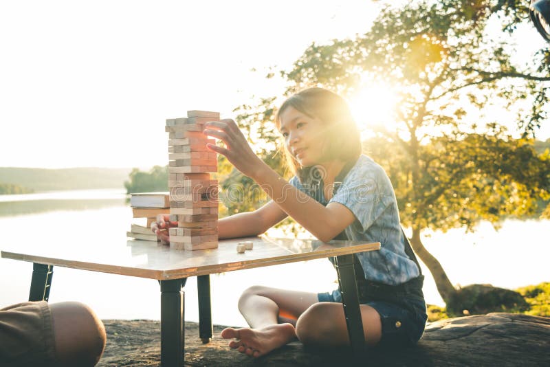 Children are Playing Stack High Games. Stock Image - Image of play ...
