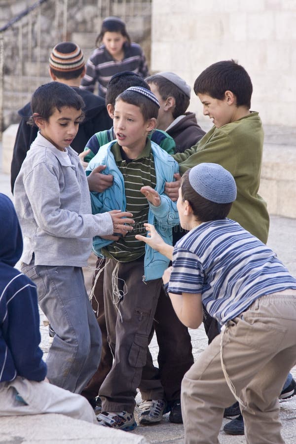 Jewish Children, Jerusalem editorial photography. Image of back - 18228207