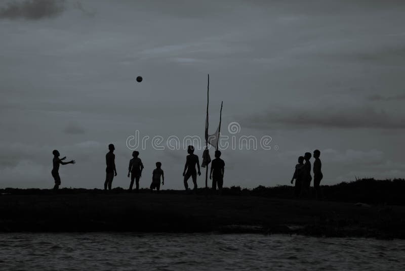 Children Playing in the Sunset Stock Photo - Image of playing, children ...