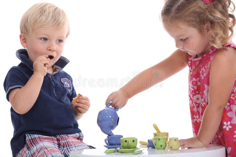 Children Playing Tea Parties Stock Image - Image of kids, party: 35514869