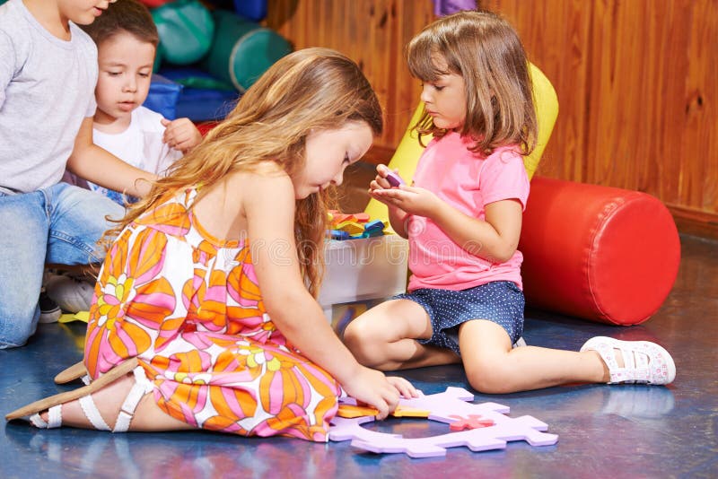 Children Playing Together in Preschool Stock Image - Image of kids ...
