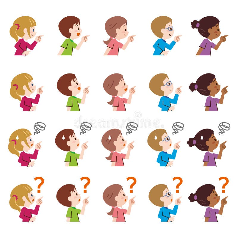 Children Pointing at the Top Stock Vector - Illustration of standing ...