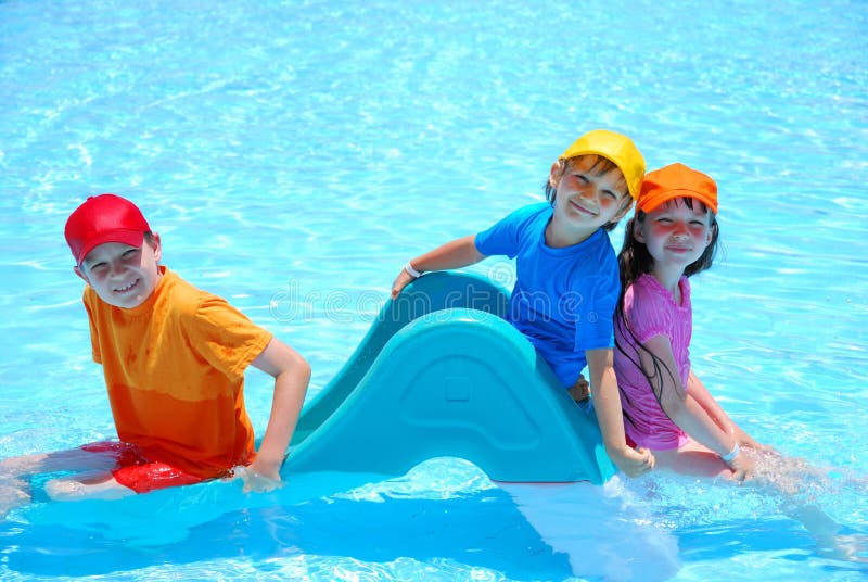 Happy kids in pool stock photo. Image of friendship, children - 2614526