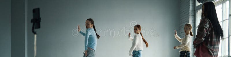 Children Practicing Dance Moves in Studio Setting Stock Photo - Image ...