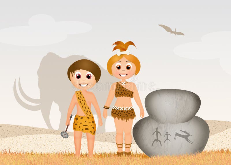 Cave boy and cave girl stock vector. Illustration of primitive - 16972460