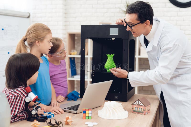 Children Print Different Items on a 3d Printer with a Teacher ...