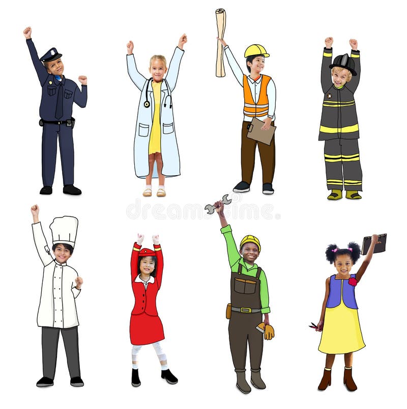 Children with Professional Occupation Concept Stock Illustration ...
