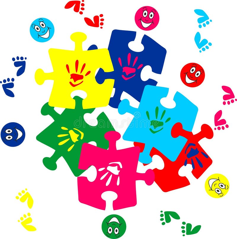 Kids Holding Puzzle Piece stock vector. Illustration of holding - 20824566