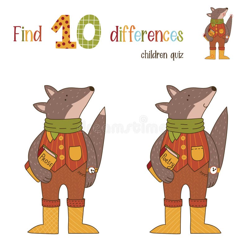 Children Quiz with Wolf Cute Vector Illustration Stock Vector ...