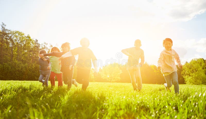 Children race in the park stock image. Image of active - 158242585