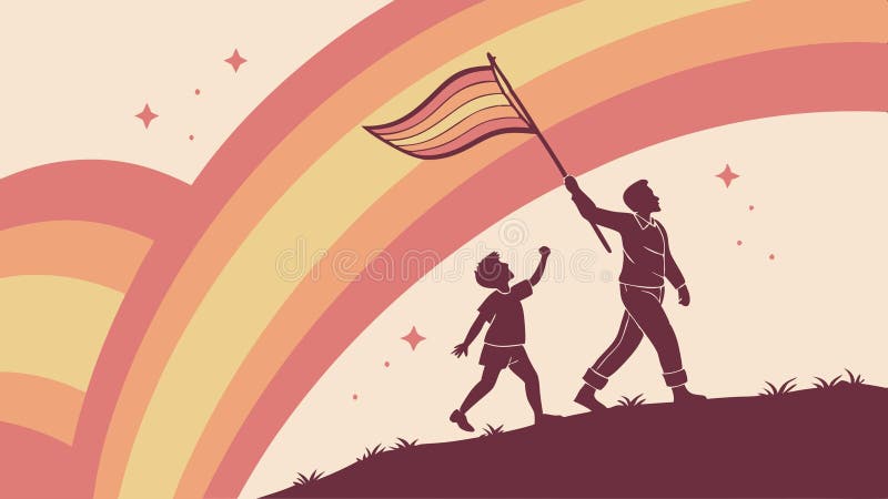 Children with Rainbow Flag, Pride and Diversity, Unity Illustration ...