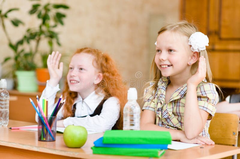 Children Raising Hands Knowing the Answer To the Question Stock Image ...