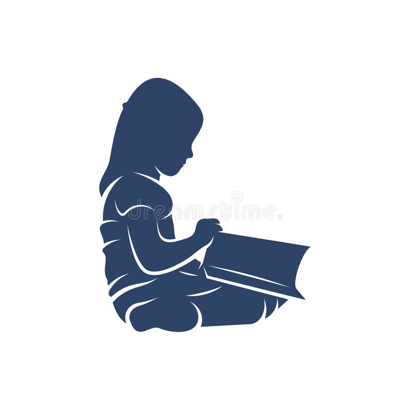 Children reading book logo stock vector. Illustration of education ...