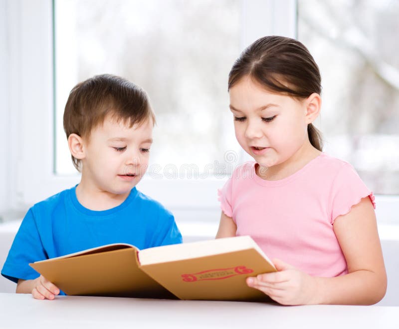 Children is reading book stock image. Image of sitting - 37524789