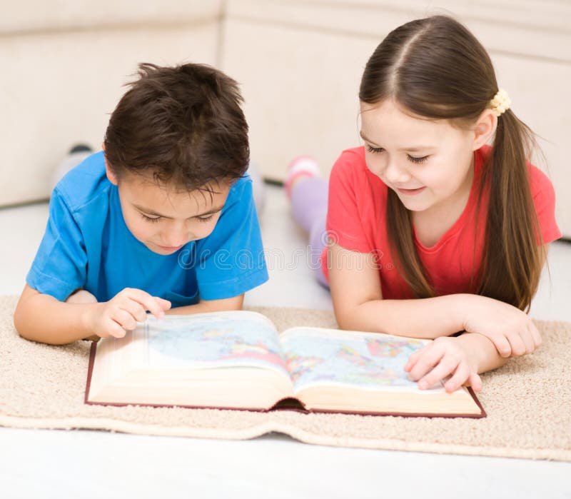 Children is reading book stock image. Image of home, caucasian - 37925581
