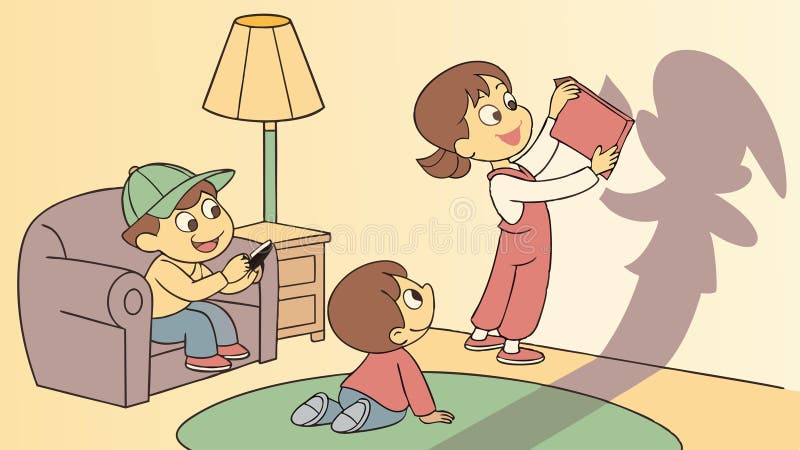 Children Reading a Book Under a Table, Imaginative Play, Vector Design ...