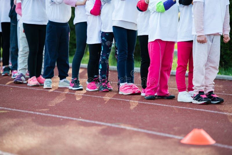 Children in Ready Position To Run on Track, Closeup Stock Photo - Image ...