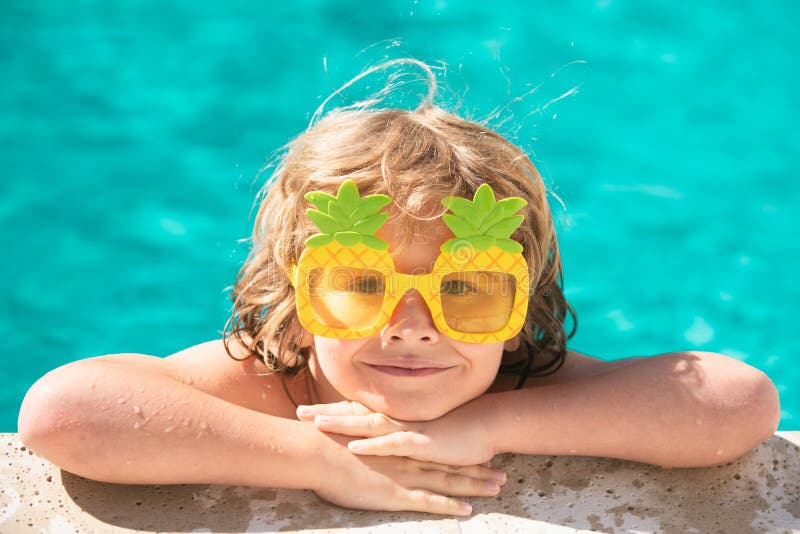 Children Relax in the Swimming Pool. Summer Kids Activity. Stock Image ...