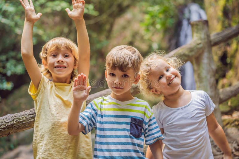 Children Rest During A Hike In The Woods Stock Image - Image of ...
