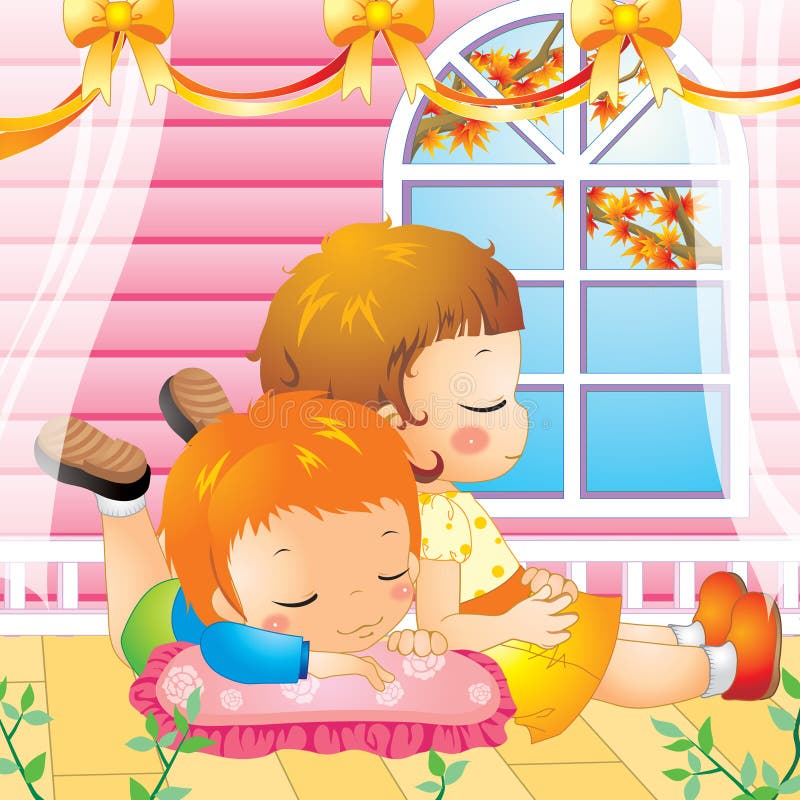 Children Resting. Vector Illustration Decorative Design Stock Vector ...