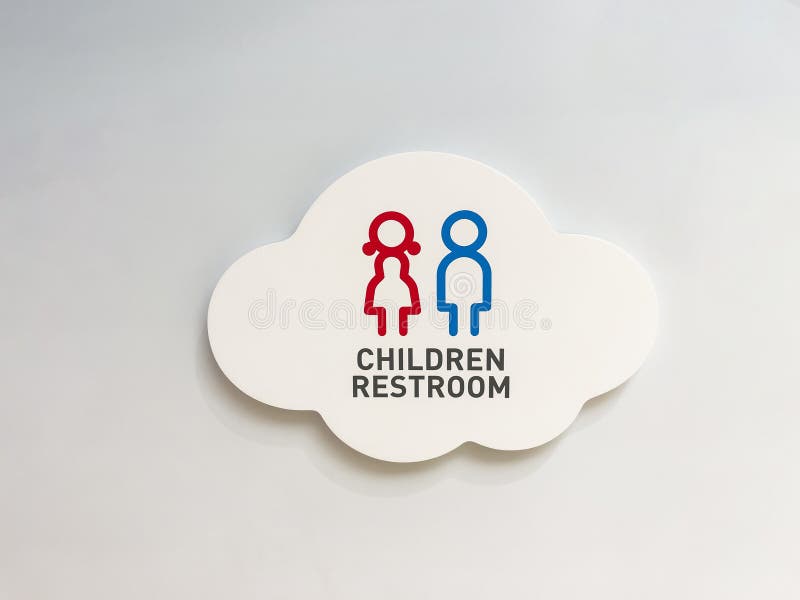 Children Restroom Sign on White Wall. Stock Illustration - Illustration ...
