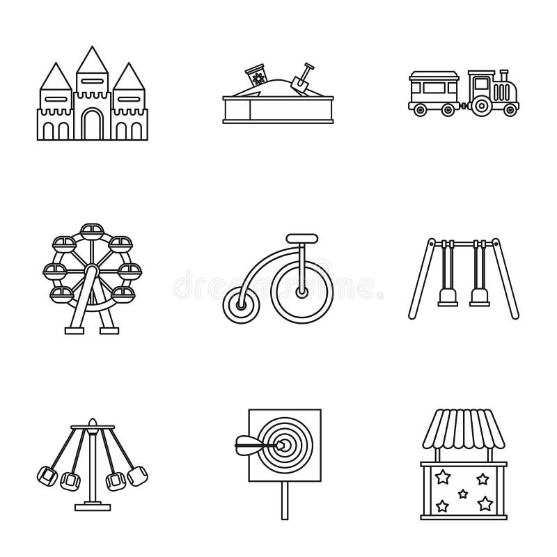 Children Rides Icons Set, Cartoon Style Stock Vector - Illustration of ...