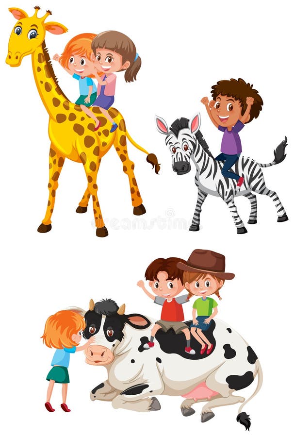 Boy Girl Riding Giraffe Clipart Stock Illustrations – 8 Boy Girl Riding ...
