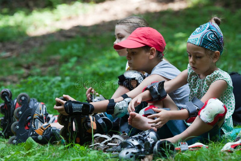 Children after Roller Skating Stock Photo - Image of activity ...