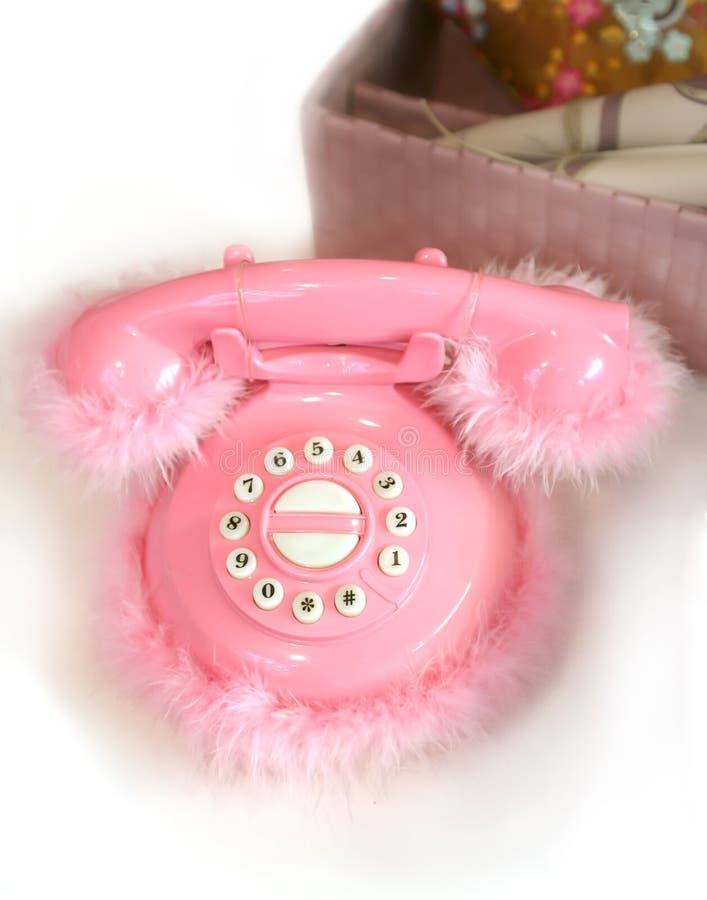 Fluffy pink phone stock image. Image of glamour, grain - 12862775