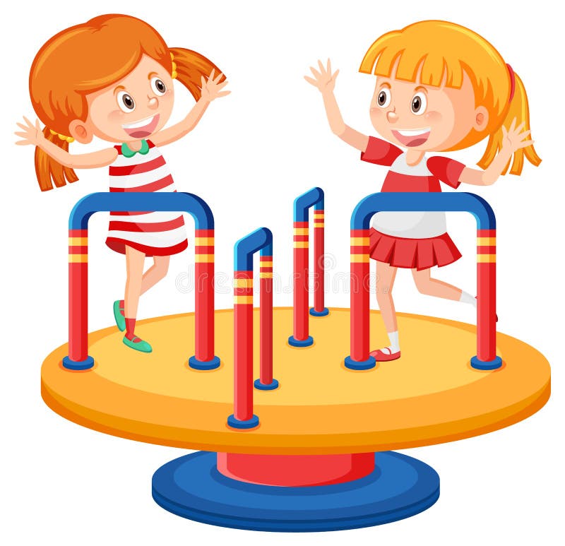 Children Roundabout Playground Cartoon Stock Vector - Illustration of ...