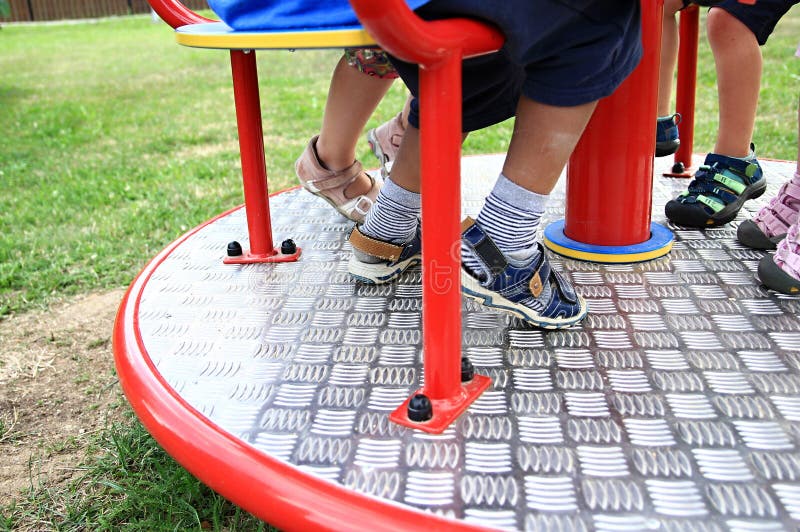 Children`s Roundabout with Classic Austin Pedal Cars Editorial Image ...