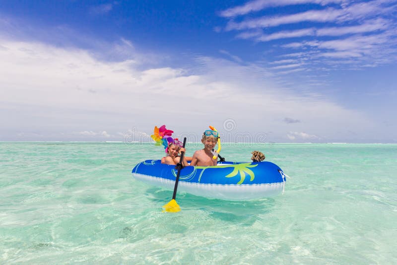 Children in rubber raft stock photo. Image of vacation - 16589536
