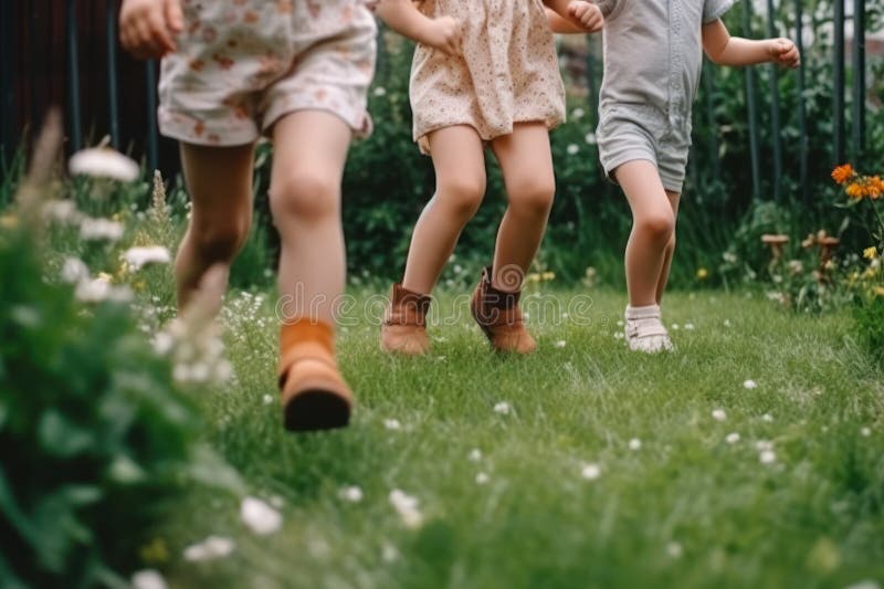 Children Run in the Park Generative Ai Stock Illustration ...