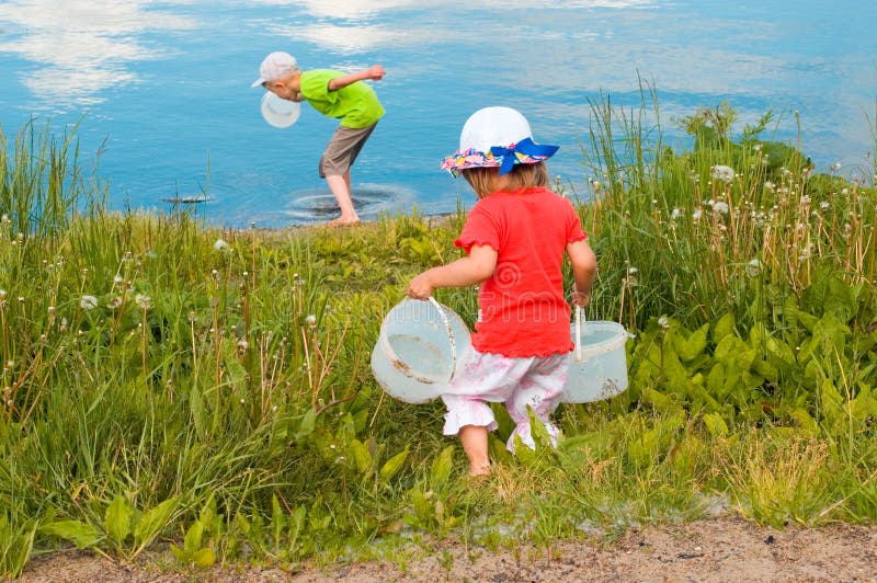 Children run for water stock photo. Image of games, wear - 10784592