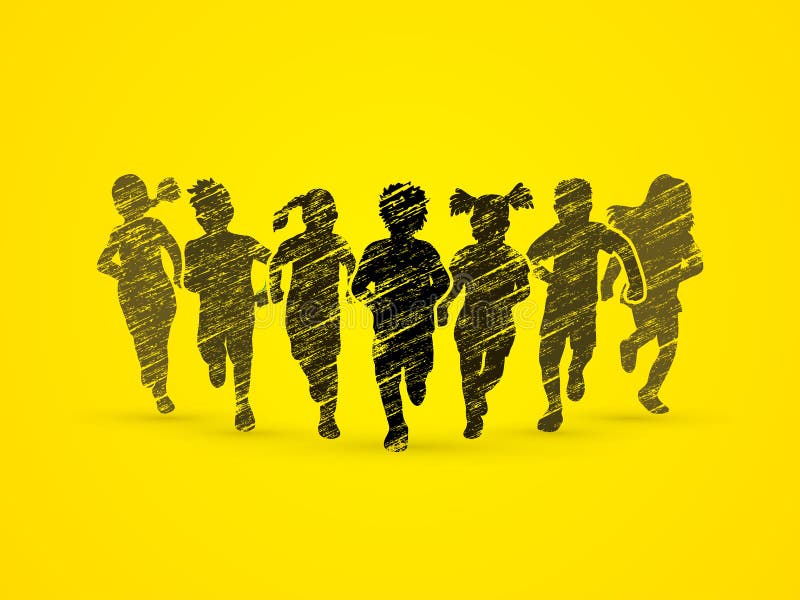 Children Running stock vector. Illustration of outdoors - 75557620