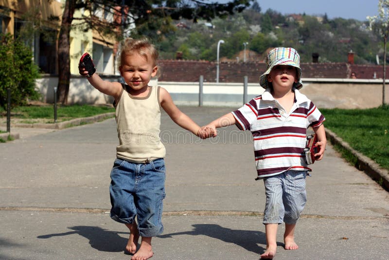 Children are Running Forward Stock Photo - Image of outside, friends ...