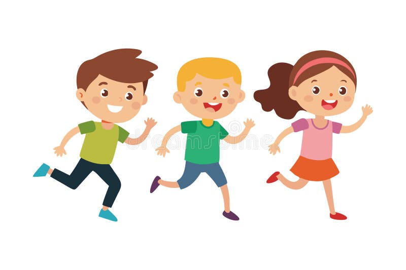 Children Running and Racing in a Park Stock Vector - Illustration of ...