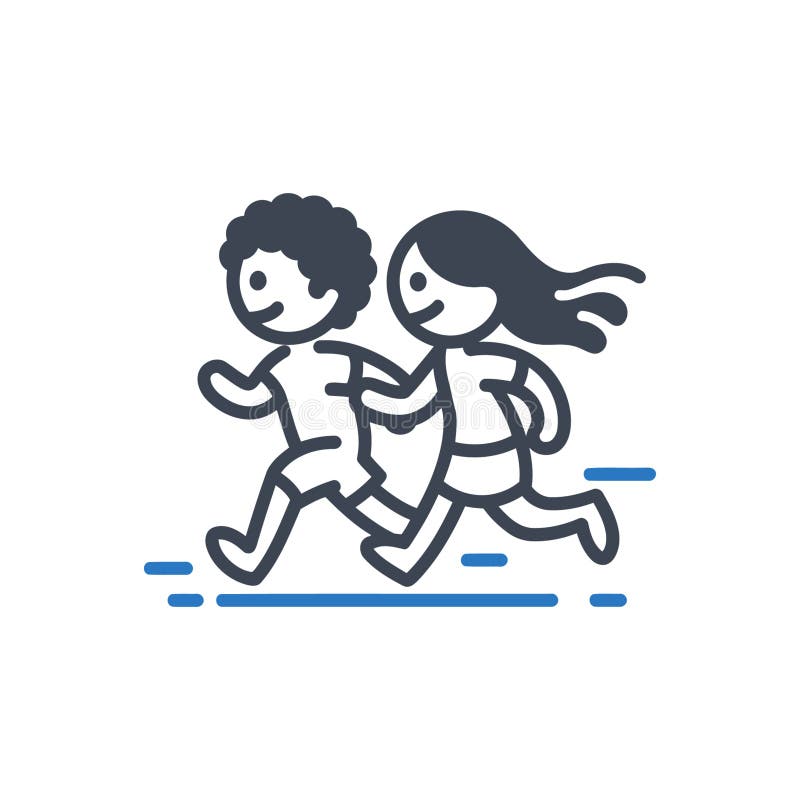 Children Running Together Icon Stock Vector - Illustration of exercise ...
